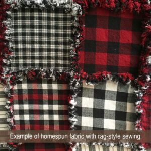 Red Black Mini Buffalo Check Plaid Cotton Homespun Plaid Fabric by JCS - Sold by The Yard