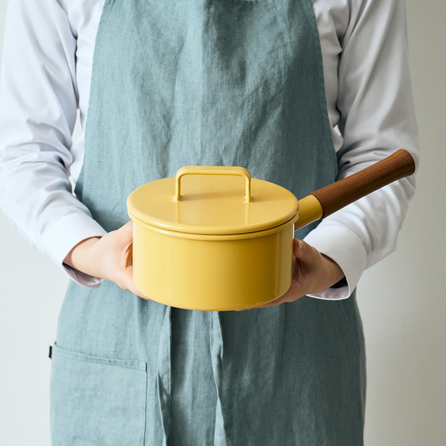 365methods YY-16S.Y Single-Handed Pot, Sauce Pan, Enamel, 6.7 inches (17 cm), Induction Compatible, Yellow