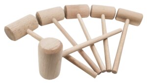 bsang 8-inch large wooden crab lobster mallet, seafood hammers shellfish mallets, wooden hammer for chocolate, hammer golf tees, breakable heart hammer, natural hard beechwood (6 pcs)