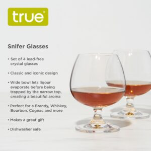 True Brandy Bourbon Whiskey Cognac Scotch Drinking Glasses, Superb Lead-Free Crystal Snifter Glass for Cocktail Party Dishwasher Safe, 14 oz, Set of 4