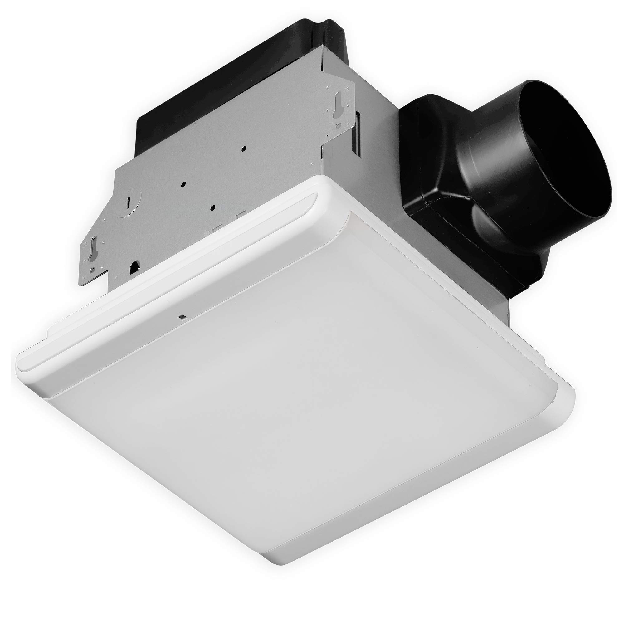 Homewerks 7146-80-MS Bathroom Fan Integrated Dimmable LED Light Humidity Sensor Exhaust Ventilation 1.5 Sones 80 CFM, Smart Motion White