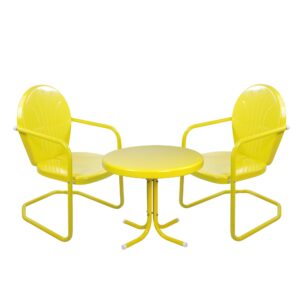 Northlight 3-Piece Retro Metal Tulip Chairs and Side Table Outdoor Set, 34", Yellow