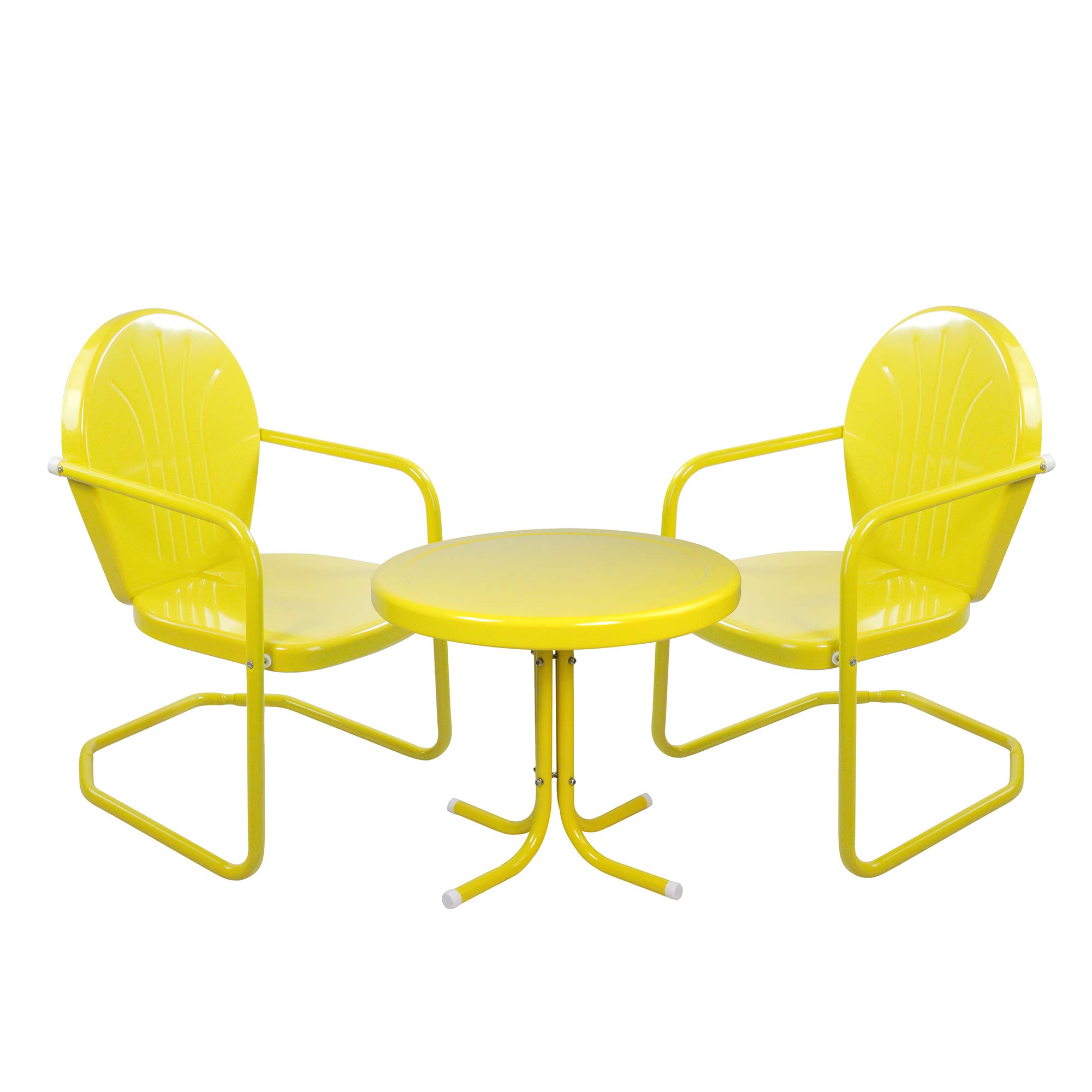 Northlight 3-Piece Retro Metal Tulip Chairs and Side Table Outdoor Set, 34", Yellow