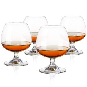 true brandy bourbon whiskey cognac scotch drinking glasses, superb lead-free crystal snifter glass for cocktail party dishwasher safe, 14 oz, set of 4