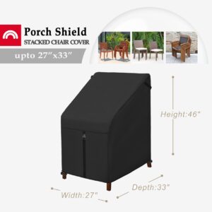 Porch Shield Patio Stackable Chair Covers - Waterproof Outdoor Stack of Chair Cover - 27W x 33D x 46H inch, Black