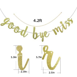 Goodbye Miss Hello Mrs Banner for Bachelorette Party Decorarions, Bridal Shower, Engagement, Bride to Be, Wedding Party Supplies (Gold Glitter)