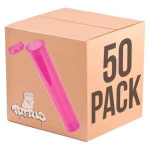 rvtus tubes - 109 mm, 50 pack, squeeze top, child proof and air-tight lid, eco-friendly bpa-free plastic container (pink)