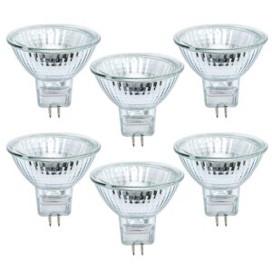 mr16 halogen spot light bulb down reflector lamp 75w 12v 2 prong stove hood range lighting high cri warm white gu5.3 75 watt dimmable replacement gl fiber optic bab c bright kitchen 30°-45° i 6 pack