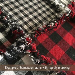 Red Black Mini Buffalo Check Plaid Cotton Homespun Plaid Fabric by JCS - Sold by The Yard