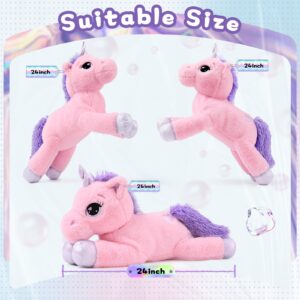 Lanmore 24" Big Unicorn Stuffed Animal, Giant Animal Plush Pillow Unicorn Body Hugging Pillow for Girls, Gift for Christmas Birthday Valentine's Day