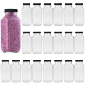 encheng beverages drinking bottles 12oz,glass water botttles with lids,octagonal vintage 350ml,juice bottles for storage tea,kombucha,milk bottles smoothies bottles 20pack