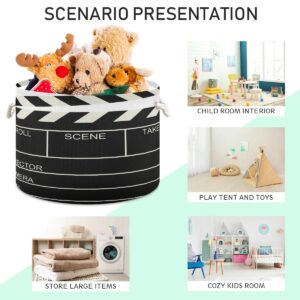 ALAZA Movie Cinema Clapboard Large Storage Laundry Basket with Handles for Blanket Towels Nursery Hamper Bin 20" x 20" x 14"