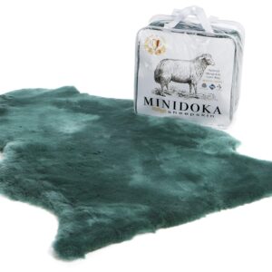 Minidoka Sheepskin Medical Underlay, Large Size, Green High Temp, Natural Shape, 41 inches, Super Plush and Silky Soft Merino Lambskin, by Desert Breeze Distributing