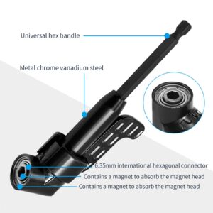 Anxingo Drive Socket Adapter 105° Right Angle Drills Adapter with 1/4" Hex Shank Handle Extension Power Drill Tool Accessories for Screwdriver Bits