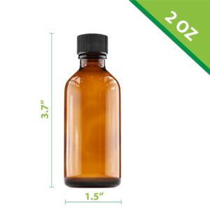 VINEVIDA 2 oz Amber Glass Bottles - 12 Pack Amber Boston Glass Bottles With Poly Cap and Accessories - Chalk Labels, Funnels - Empty Tincture Bottles for Essential Oils, Lab Chemicals, and Perfumes