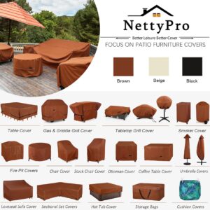 NettyPro Square Patio Table Cover 80 x 80 Inch, Waterproof 600D Heavy Duty Outdoor Furniture Covers for Dining Table and Chair Set, Brown