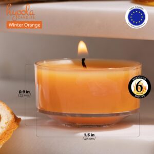 HYOOLA Scented Tealight Candles - Clear Cup - Winter Orange Tealight Candles Scented - 6 Hour Burn Time - 15 Pack - European Made