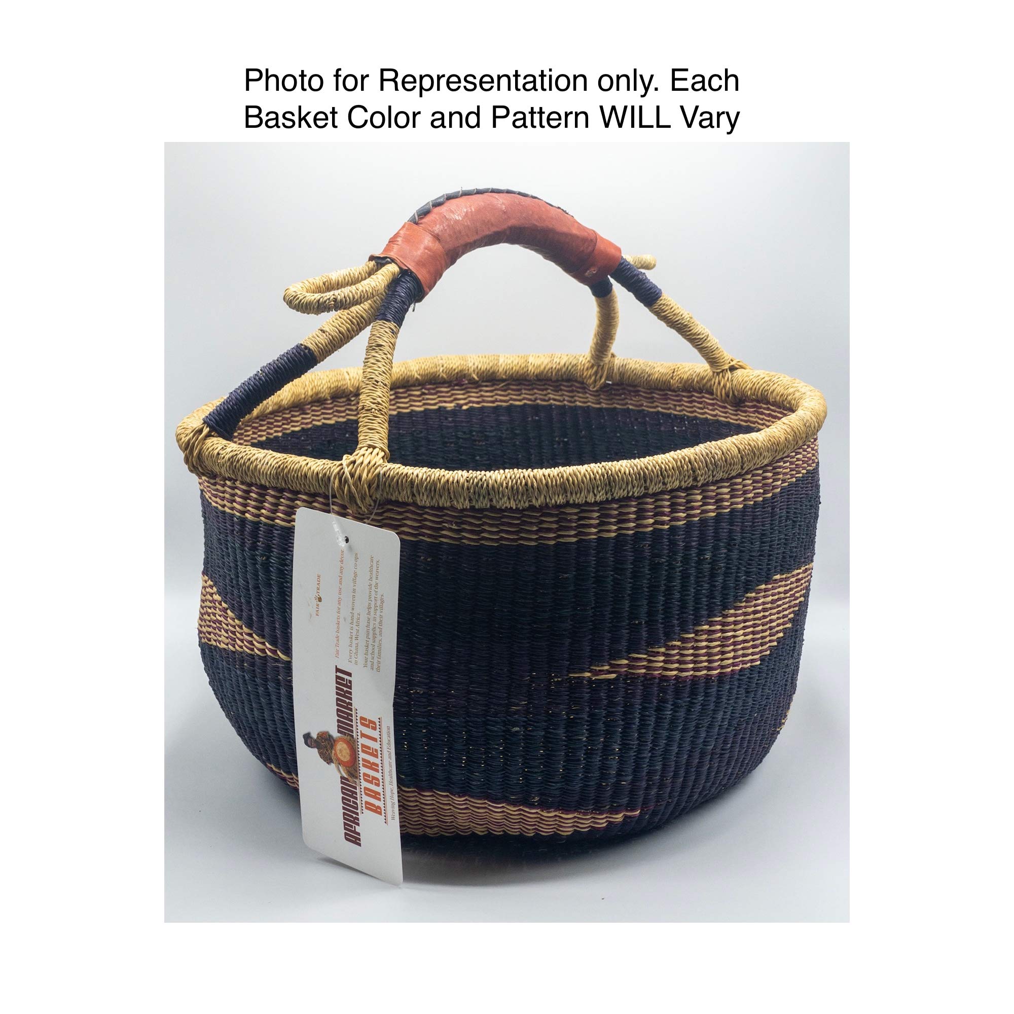 African Market Baskets Bolga Large, Handcrafted in Ghana