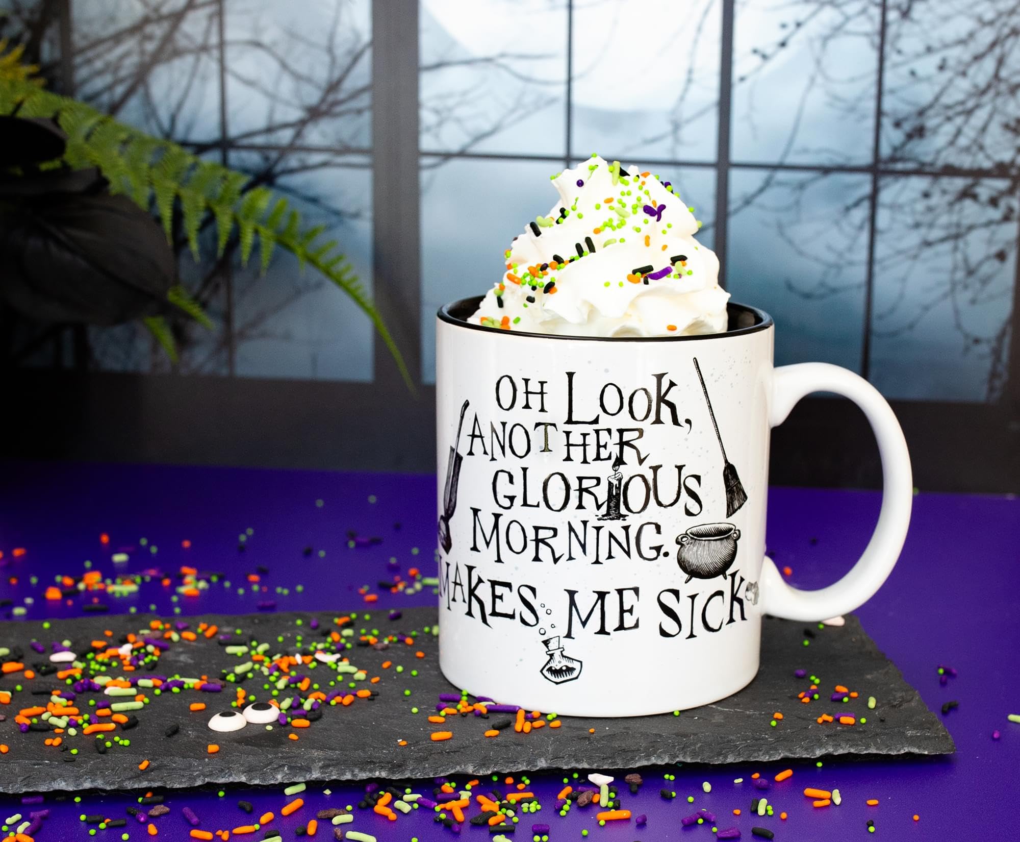 Disney Hocus Pocus "Makes Me Sick" Ceramic Mug | Large Coffee Cup For Tea, Espresso, Hot Chocolate | Holds 20 Ounces