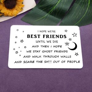 Engraved Metal Wallet Insert Card Best Friends Gift Friendship Jewelry Funny Friendship Gift Birthday Christmas Graduation Gift for Friend Teens Men Women Sister Gift Friends Friendship Card Gift