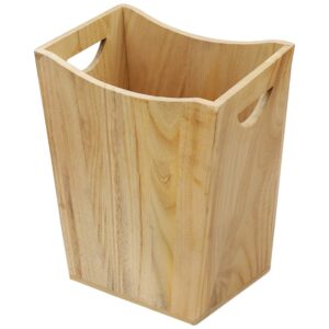 honest wood trash can,rustic farmhouse style wastebasket bin with handle for living room,bedroom,bathroom,kitchen,office(natural)