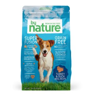 by nature pet foods grain free dog food made in usa [grain free dry dog food with superfood ingredients for food sensitivities and immune health], turkey & duck meal recipe, 24 lb. bag, brown (77062)