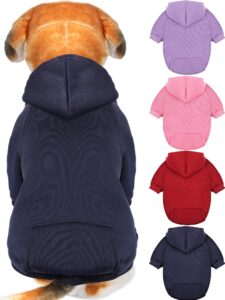 syhood 4 pieces small dog sweaters dog hoodie clothes with hat for small dogs chihuahua clothes with pocket puppy pet winter clothes warm hoodies coat sweater shirt(m)