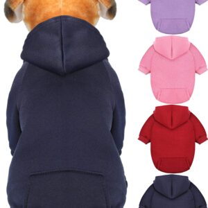 Syhood 4 Pieces Small Dog Sweaters Dog Hoodie Clothes with Hat for Small Dogs Chihuahua Clothes with Pocket Puppy Pet Winter Clothes Warm Hoodies Coat Sweater Shirt(M)