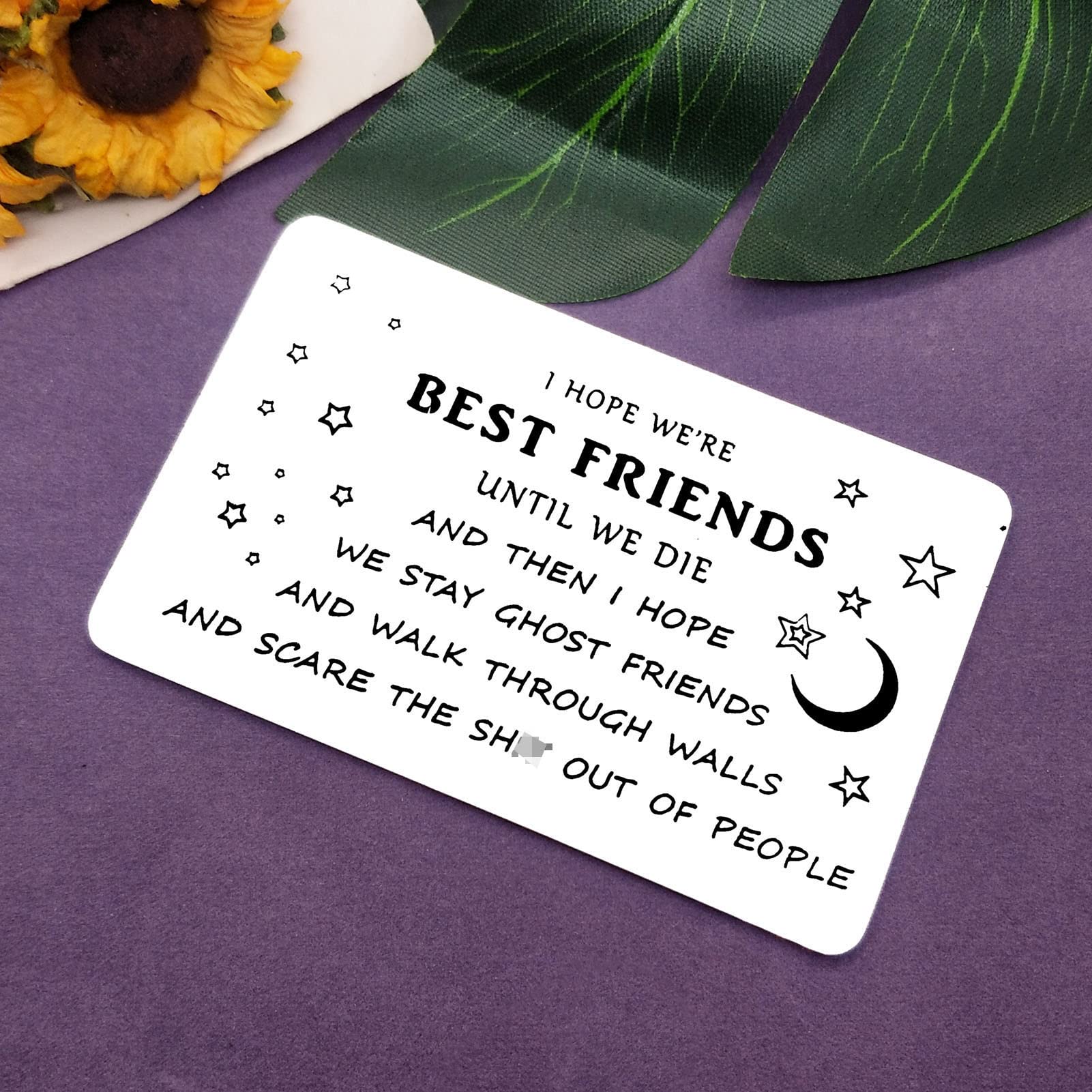 Engraved Metal Wallet Insert Card Best Friends Gift Friendship Jewelry Funny Friendship Gift Birthday Christmas Graduation Gift for Friend Teens Men Women Sister Gift Friends Friendship Card Gift