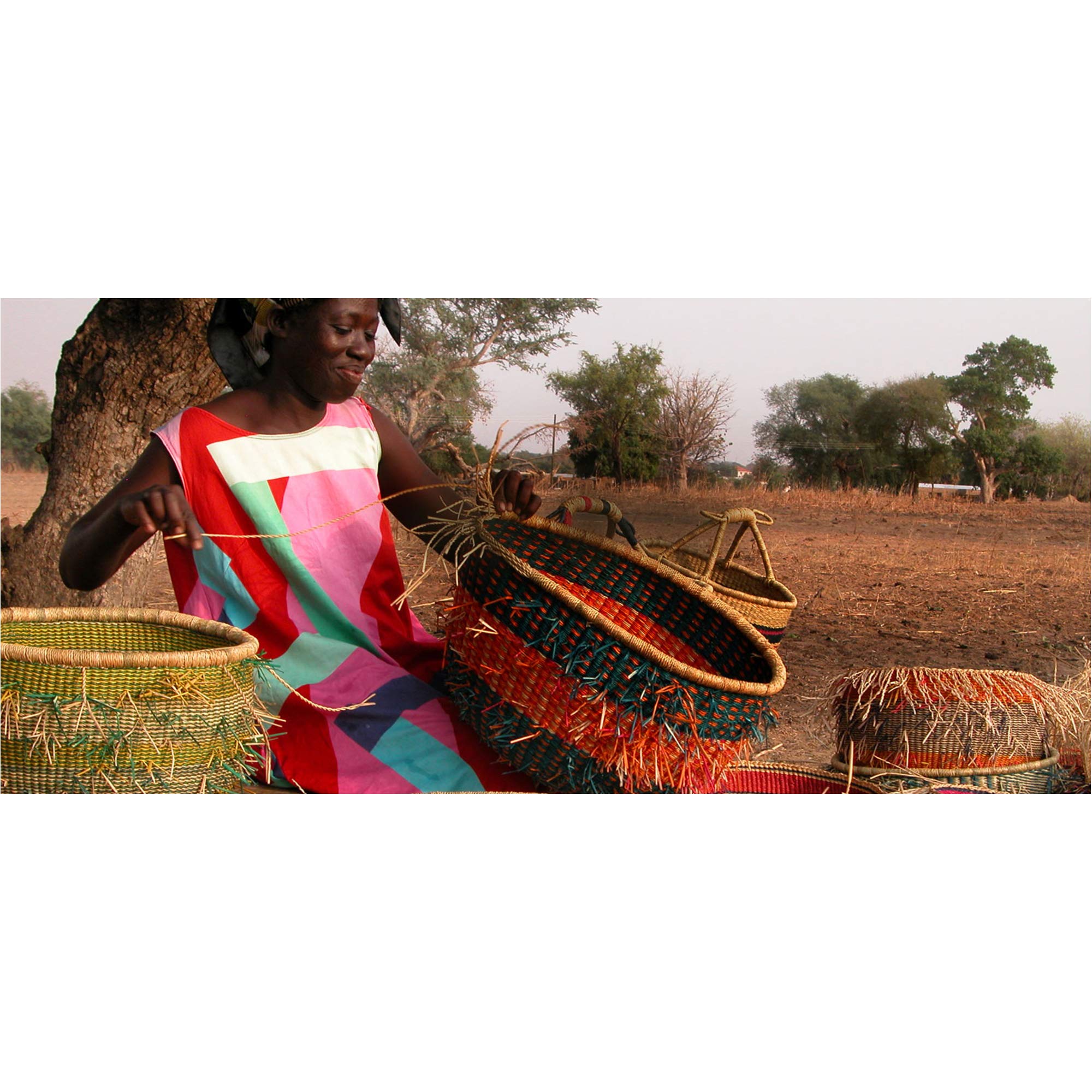 African Market Baskets Bolga Large, Handcrafted in Ghana