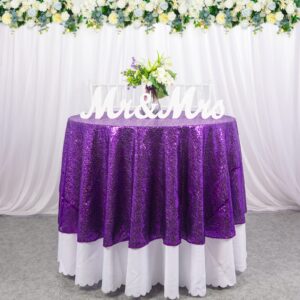 shinybeauty sequin tablecloth round 70 inch purple glitter table cover overlay for wedding banquet baby bridal shower (70'', purple)