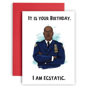 huxters it’s your birthday i’m ecstatic - funny birthday card raymond holt – brooklyn nine nine card - happy birthday card for her - best friend birthday card - funny birthday card for her – a5