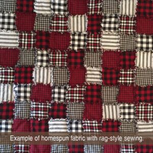 Red Black Mini Buffalo Check Plaid Cotton Homespun Plaid Fabric by JCS - Sold by The Yard