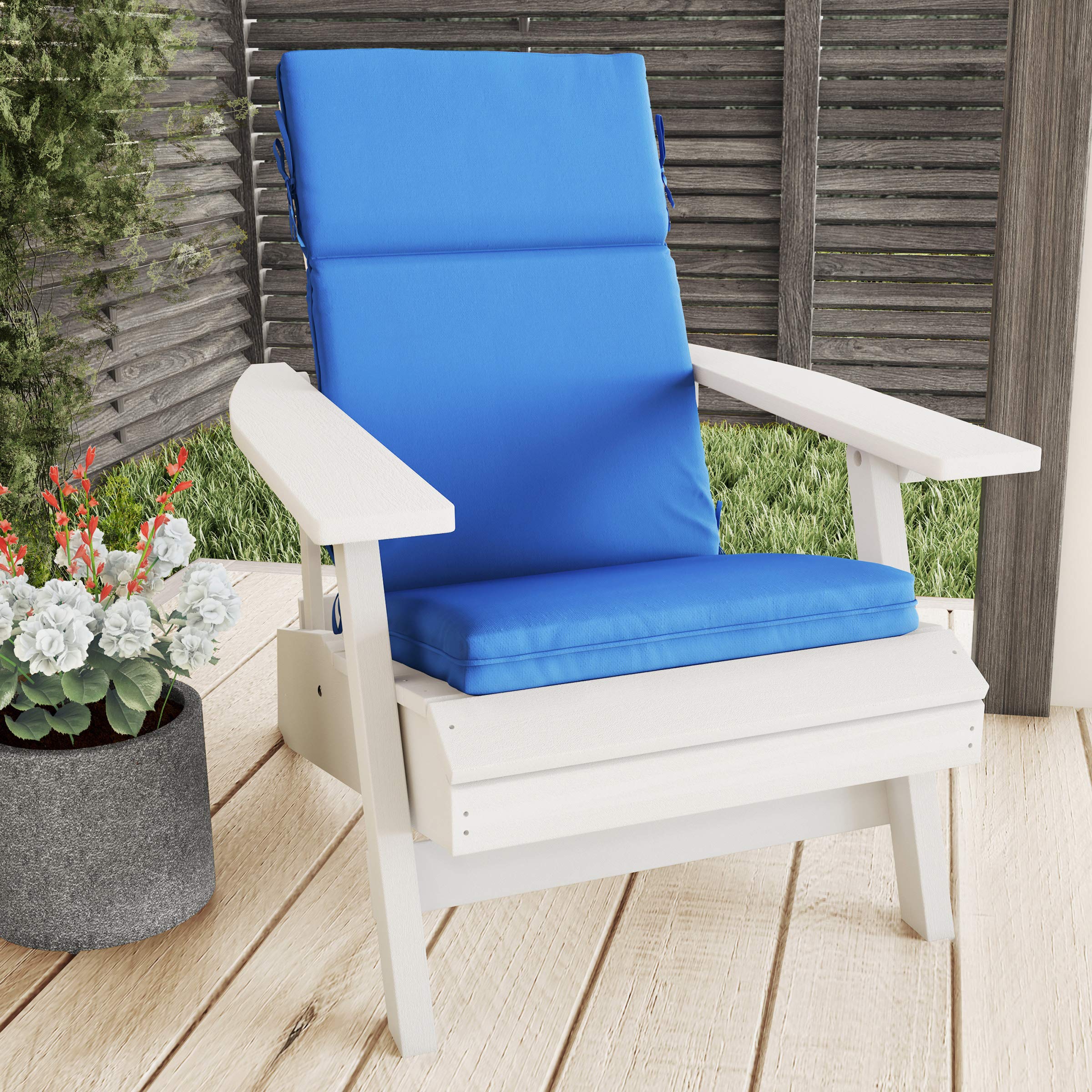 Lavish Home Blue High-Back Patio Cushion– for Outdoor Furniture, Adirondack, Rocking or Dining Chairs LHC, 2 Piece Set