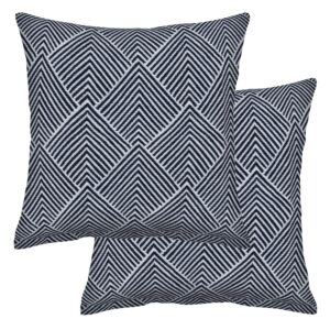 honeycomb indoor/outdoor tribal diamond midnight blue square toss pillow: recycled polyester fill, weather resistant pack of 2 pillows for patio furniture: 16” x 16”