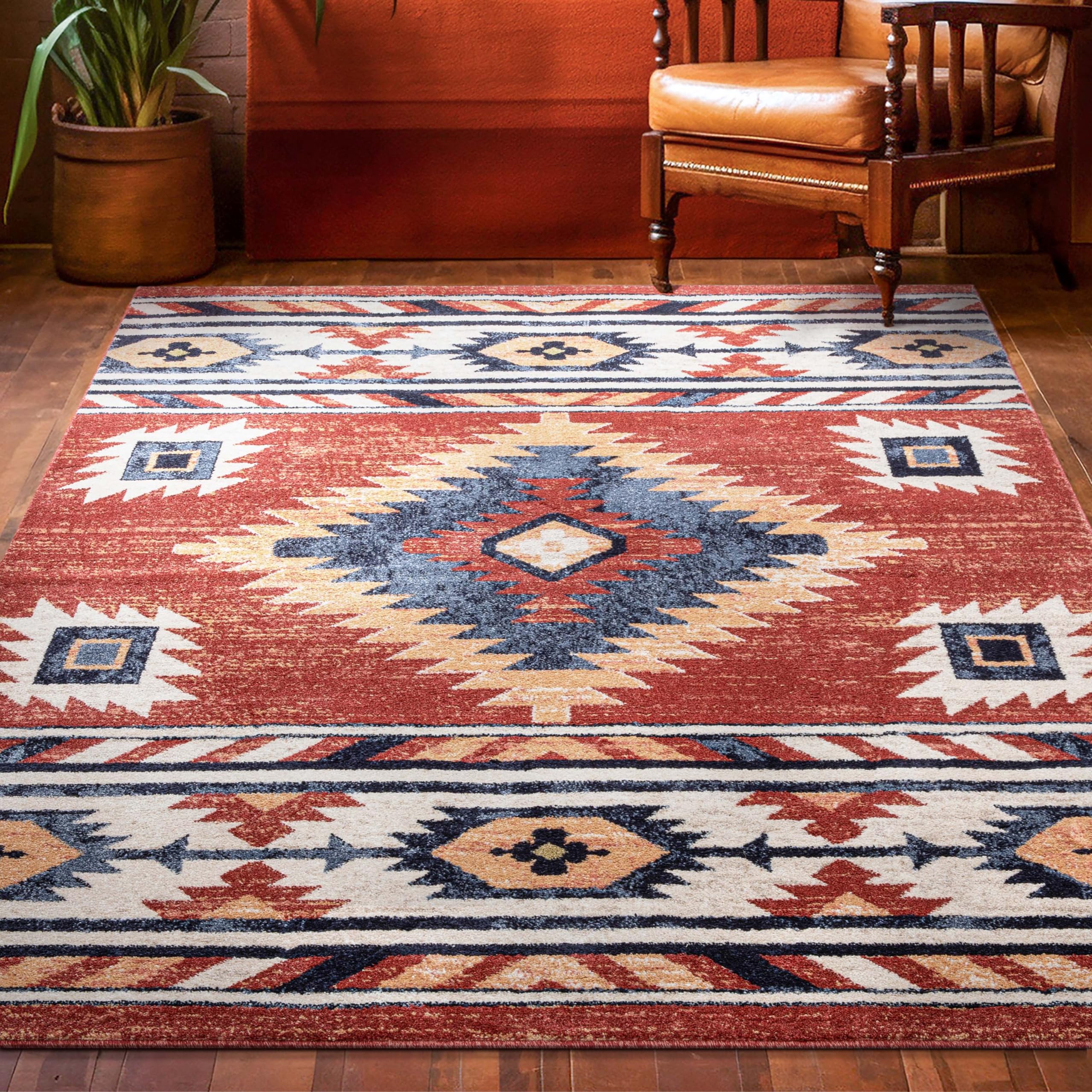 Well Woven Tulsa Lea Crimson Traditional Southwestern Tribal 5'3" x 7'3" Area Rug