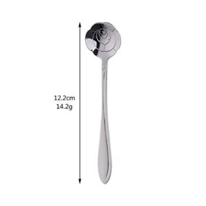 20 Pieces Stainless Steel Rose Flower Coffee Spoon Dessert Spoon Sugar Spoon Ice Cream Spoon Stirring Spoon Tea Spoon Milkshake Spoon Set for Tableware Kitchen, Cafe or Bar