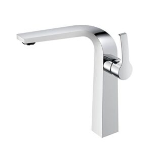 dowell modern tall vessel sink faucet - single handle, one hole bathroom vanity faucet,chrome/white 8001 018 20