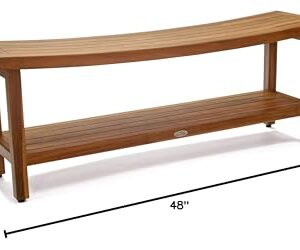 AquaTeak Patented 48" Sumba Teak Shower Bench with Shelf