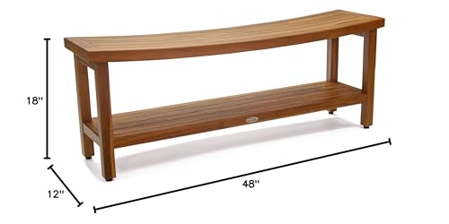 AquaTeak Patented 48" Sumba Teak Shower Bench with Shelf