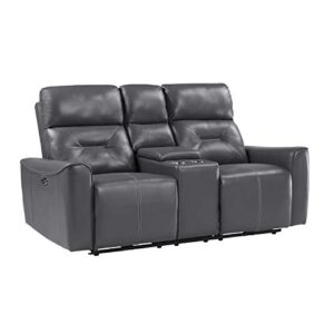 lexicon kittredge wall-hugger power double reclining loveseat, dark gray