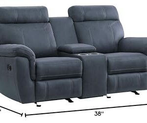 Lexicon Valois Double Glider Reclining Loveseat, Blue