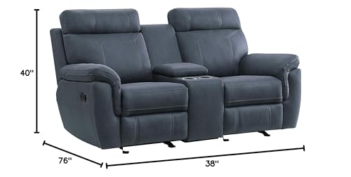 Lexicon Valois Double Glider Reclining Loveseat, Blue