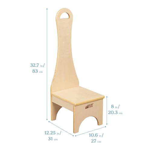 ECR4Kids Stepstool with Long Handle, One Step, Natural