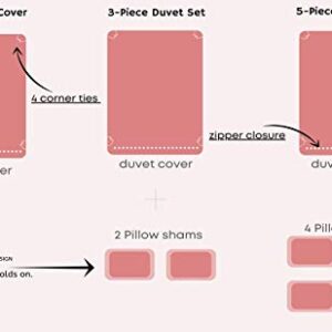 Kamas Duvet Cover Pinch Pleated Design 3 Pieces Oversized King Blush Duvet Cover Set 100% Egyptian Cotton 1000 Thread Count with Zipper & Corner Ties Tuffed Pattern Decorative