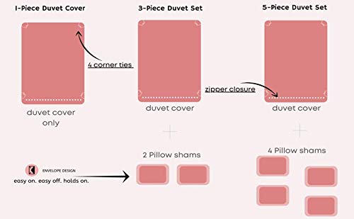 Kamas Duvet Cover Pinch Pleated Design 3 Pieces Oversized King Blush Duvet Cover Set 100% Egyptian Cotton 1000 Thread Count with Zipper & Corner Ties Tuffed Pattern Decorative