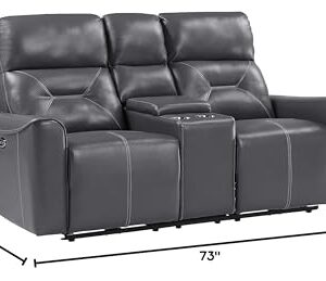 Lexicon Kittredge Wall-Hugger Power Double Reclining Loveseat, Dark Gray