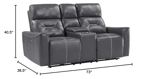 Lexicon Kittredge Wall-Hugger Power Double Reclining Loveseat, Dark Gray