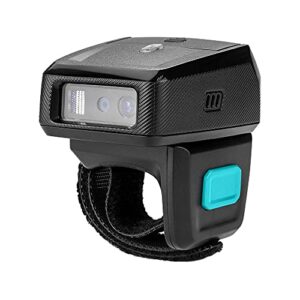 netum bluetooth 2d qr ring barcode scanner, wearable mini bar code reader with charging cradle and built-in memory, fast and precise scanning - rs9000