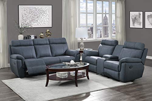 Lexicon Valois Double Glider Reclining Loveseat, Blue